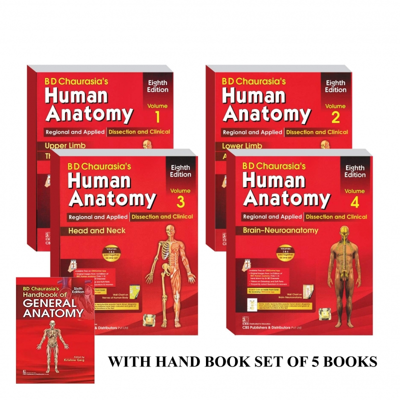 B D Chaurasia's Human Anatomy 4 Volumes Bundle With Handbook Of General ...